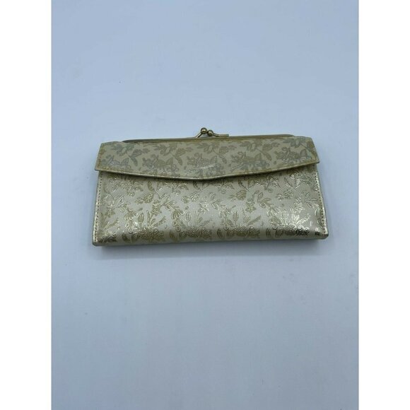 Amity | Bags | Vintage Mid Century Ladies Gold Floral Amity Wallet ...